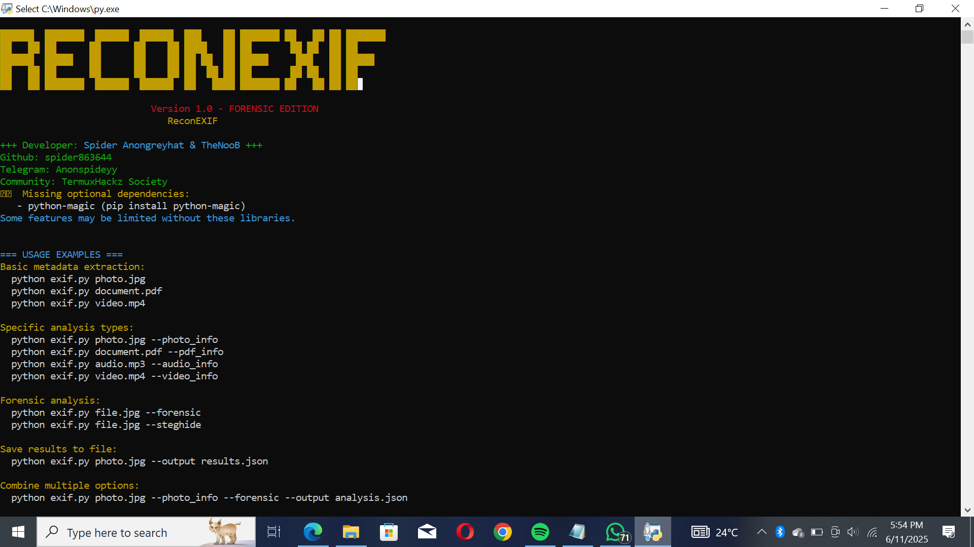 GitHub - spider863644/ReconEXIF: Advanced metadata and forensic analysis tool for images, PDFs ...