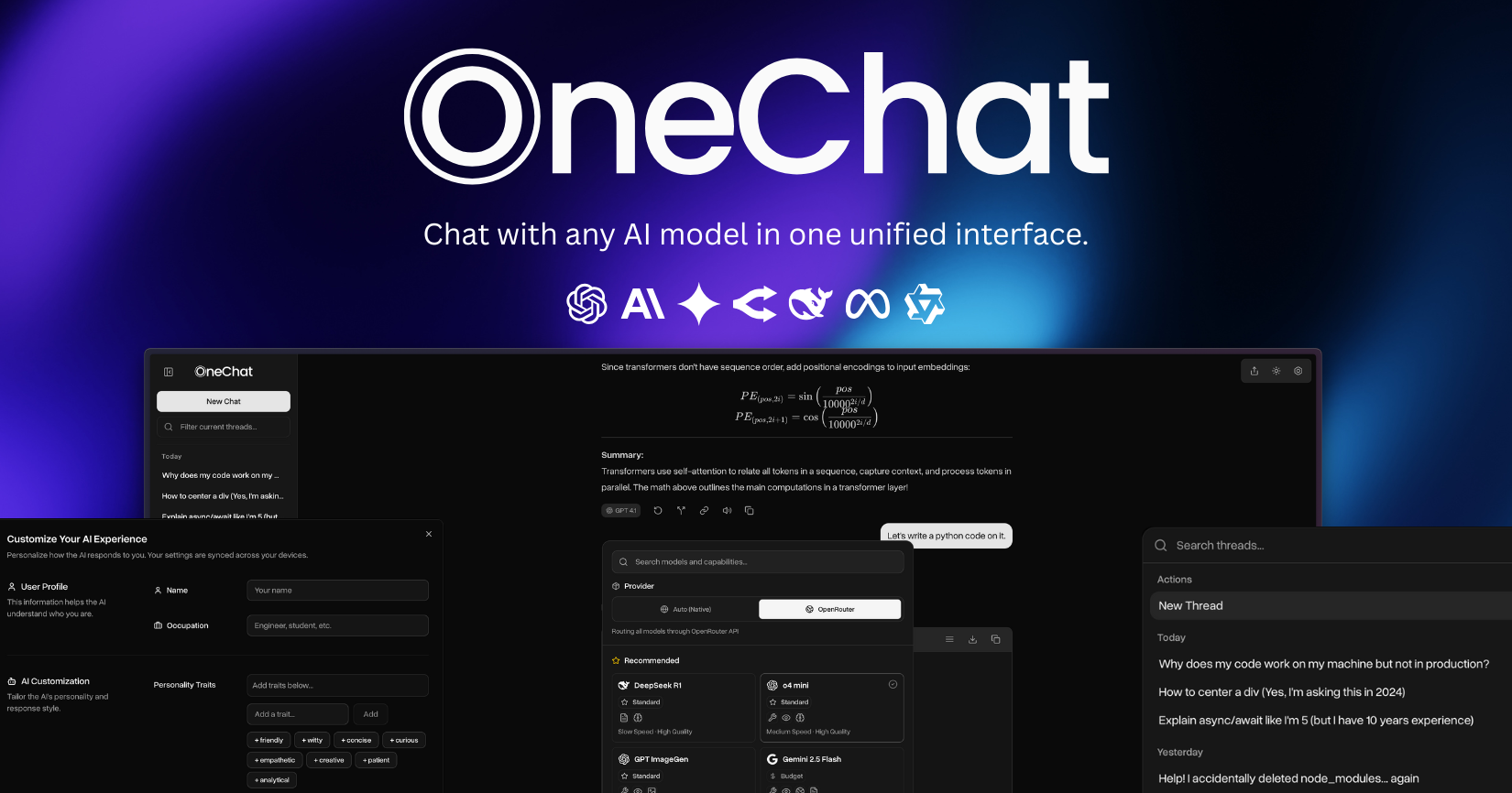 GitHub - BharathxD/one-chat: Open-source AI chat application that brings together the best of ...