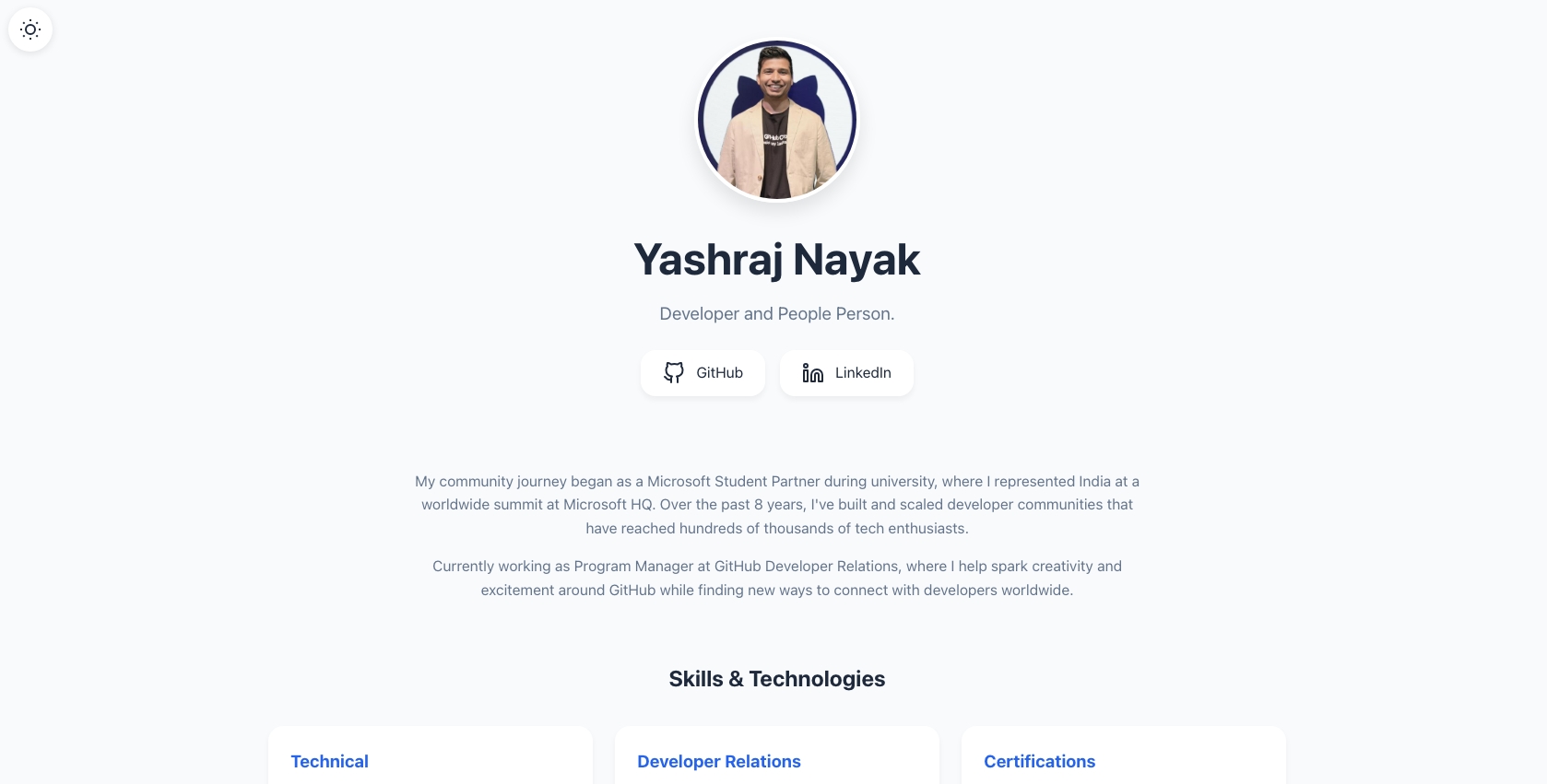 GitHub - yashrajnayak/developer-portfolio: A modern, fully configurable developer portfolio that ...