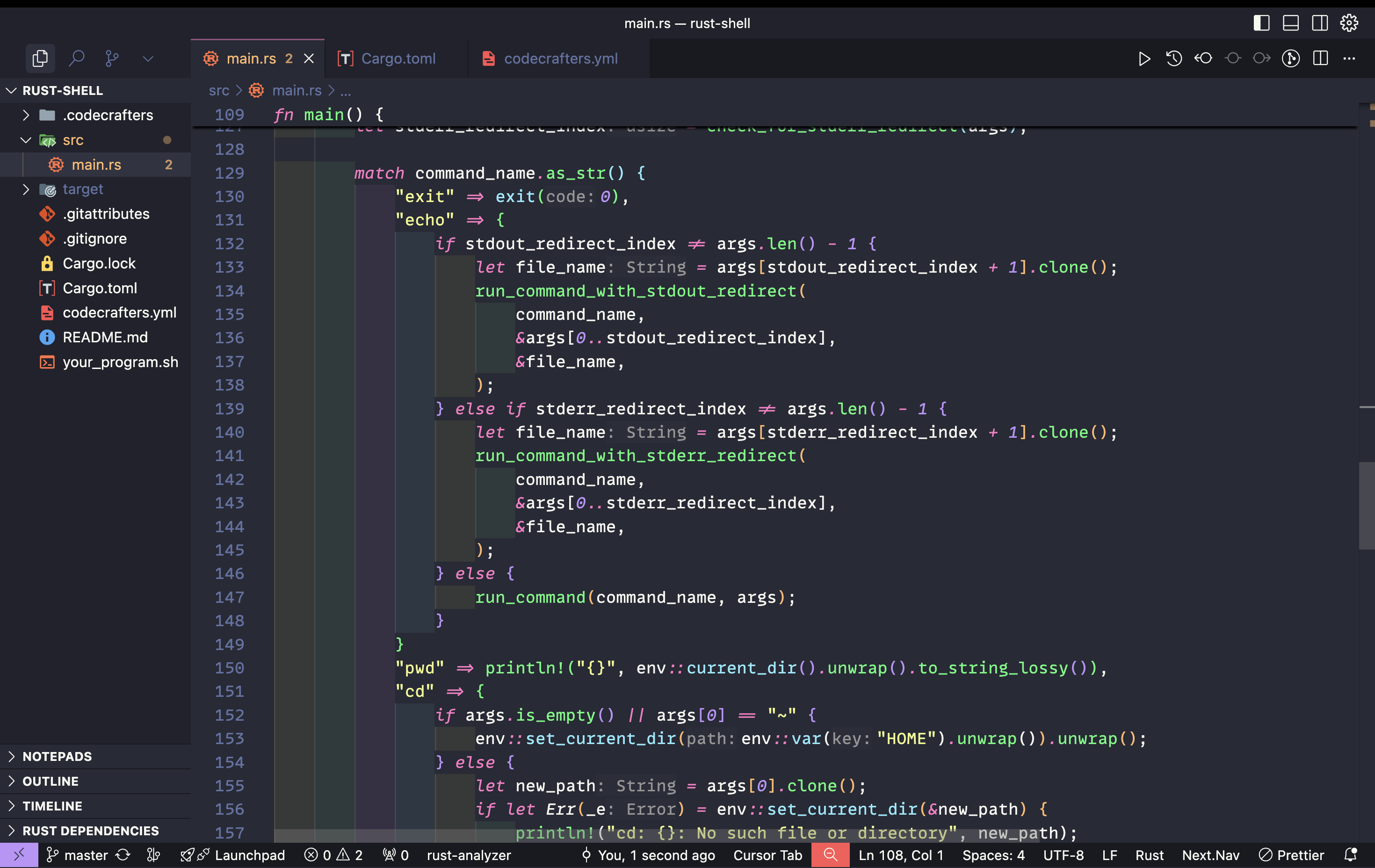 GitHub - YashwanthKothakota9/build-shell-rust: This is implementation of shell from scratch in rust