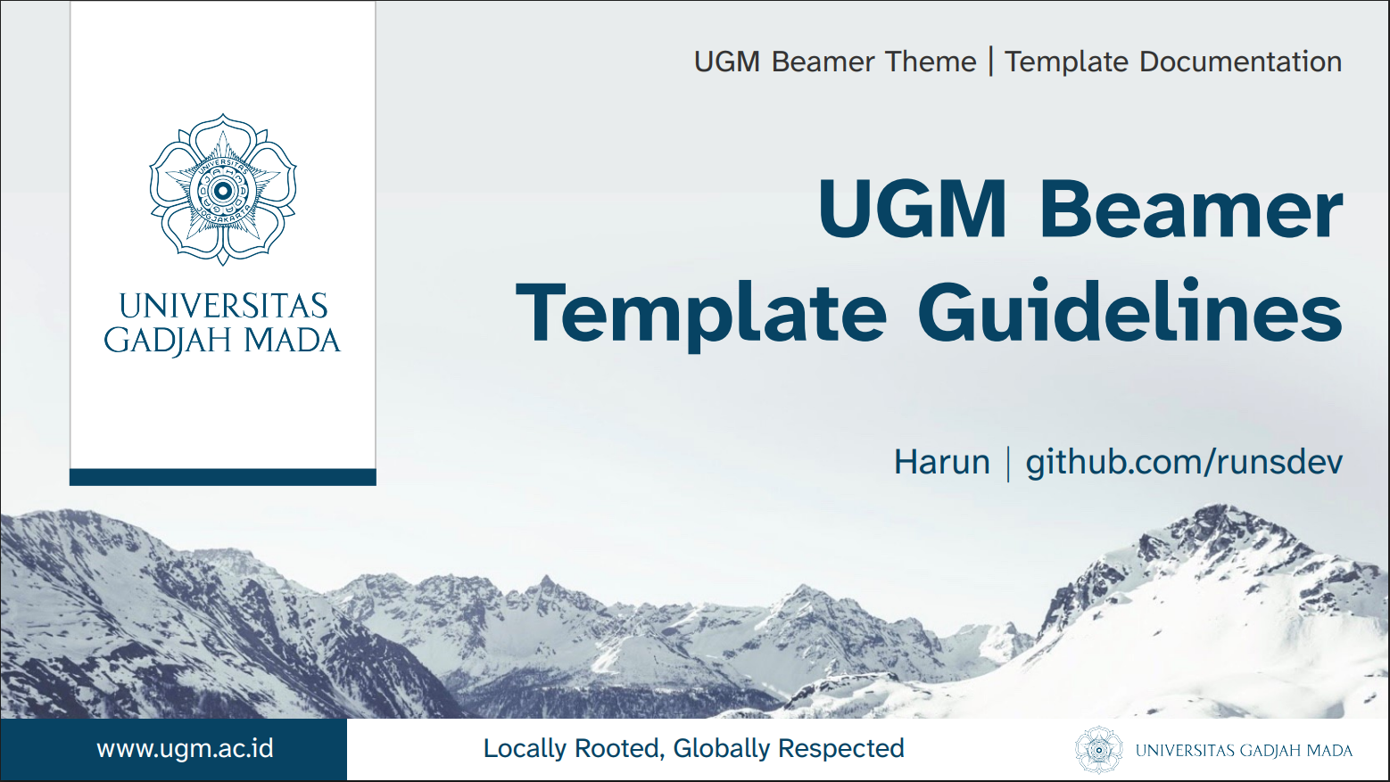 GitHub - runsdev/ugm-snowyblue-beamer-template: A LaTeX Beamer adaptation of snowy-blue UGM slides