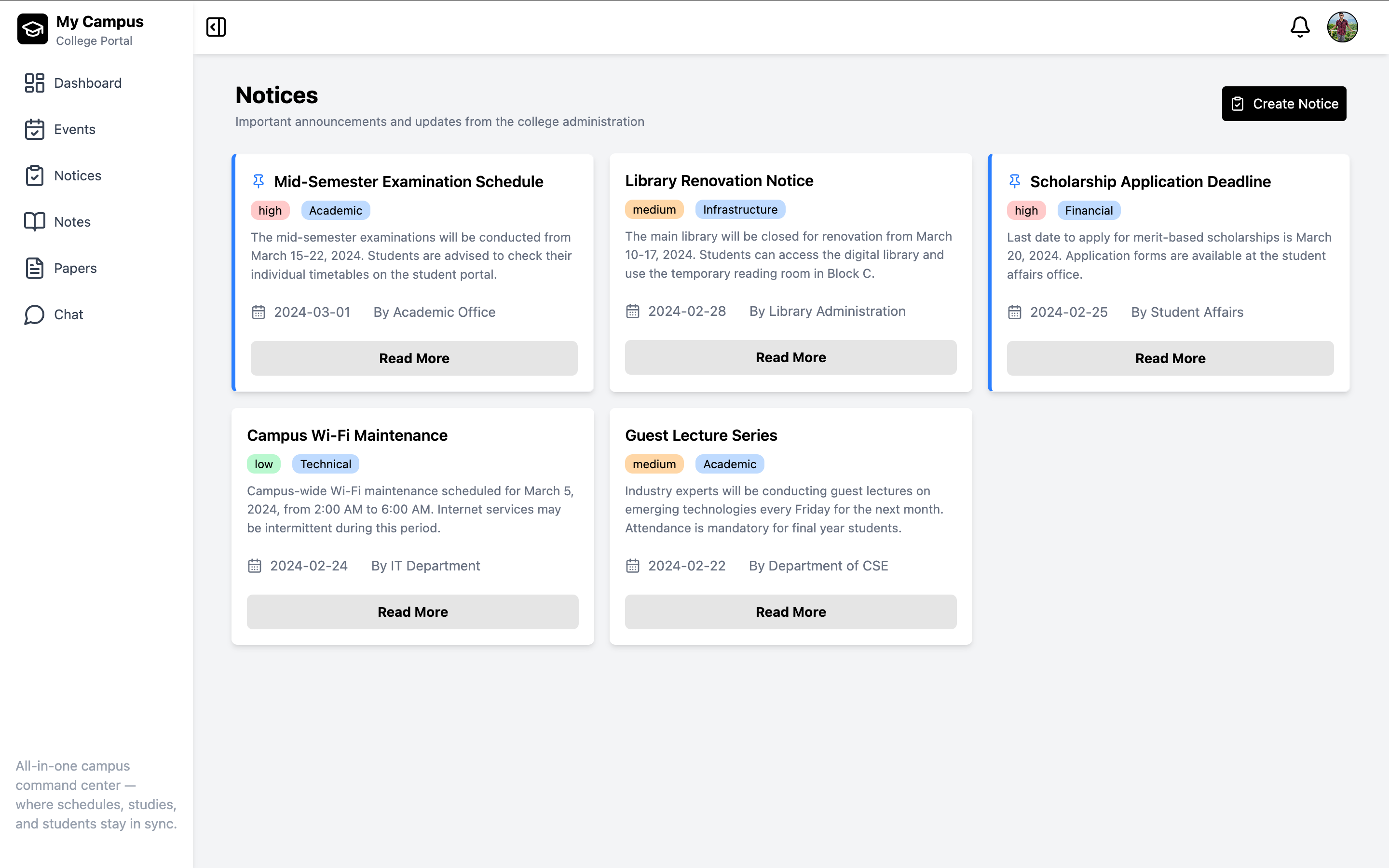 GitHub - yogeshrjk/college-management-system: MyCampus is a modern college management system ...