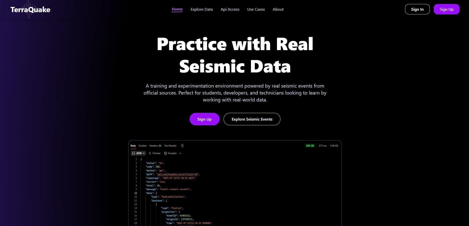 GitHub - nagcas/TerraQuakeApi: A developer-friendly REST API for exploring and analyzing seismic ...