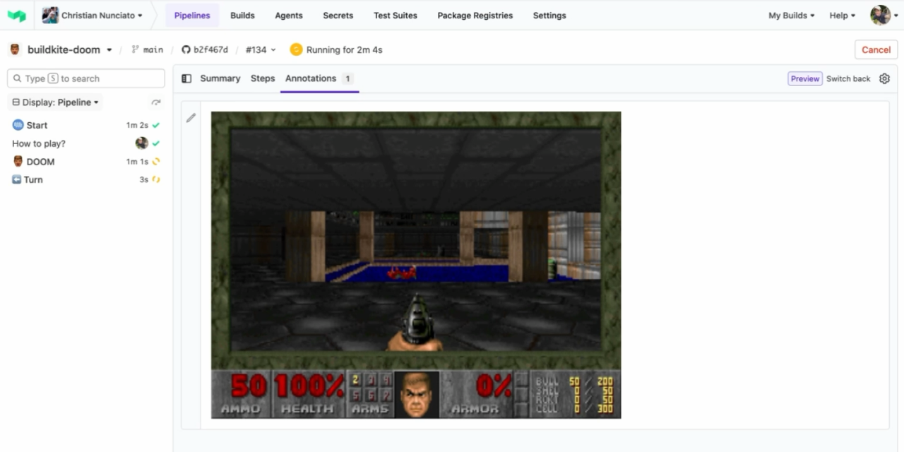 Github Buildkite Doom Example An Example Pipeline That Lets You Play Doom On Buildkite