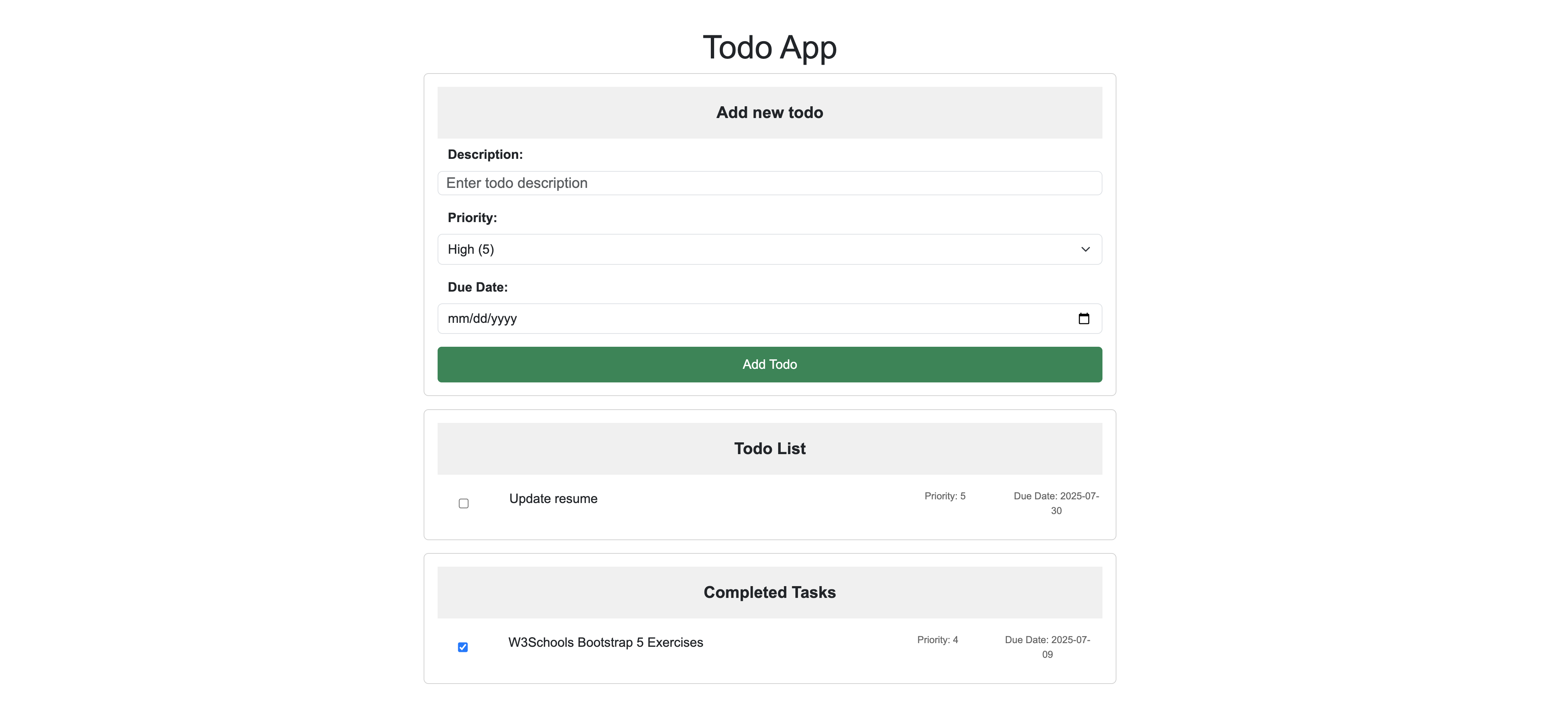 GitHub - stefanzero/todo-app: Vanilla JavaScript ToDo App with Bootstrap 5