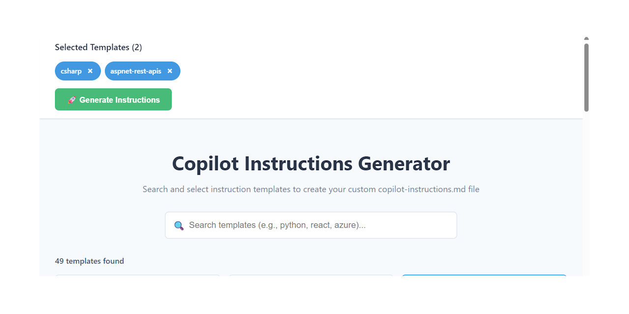 GitHub - timheuer/ghcp-instructions: A web app to generate custom ...