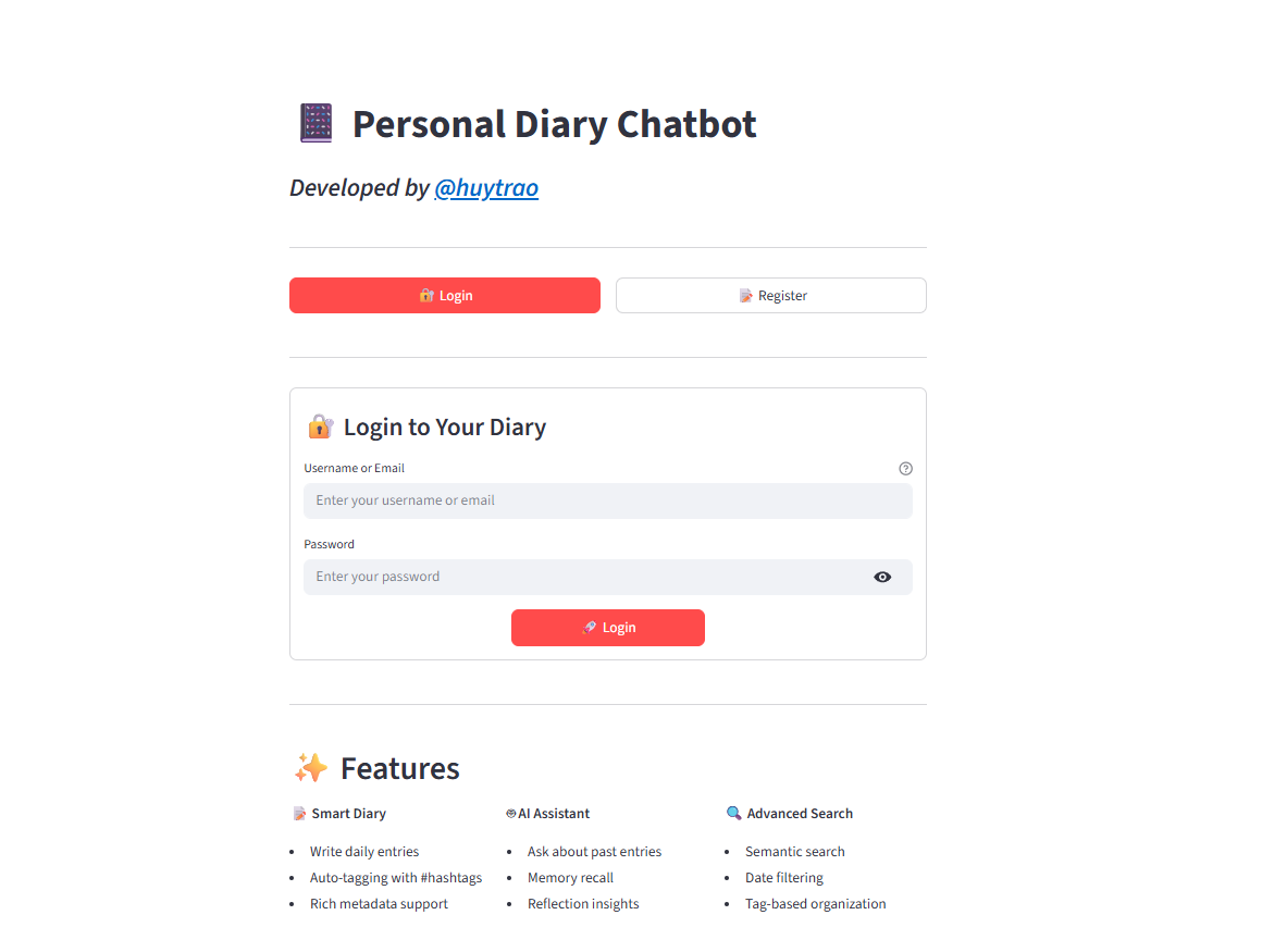 GitHub - huytrao/RAG-Personal-Diary-Chatbot: RAG Personal Diary Chatbot is an intelligent ...