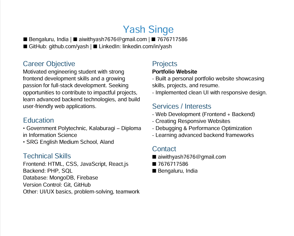 GitHub - yashsinge7676/portfolio.-Yash: A modern and responsive personal portfolio website built ...