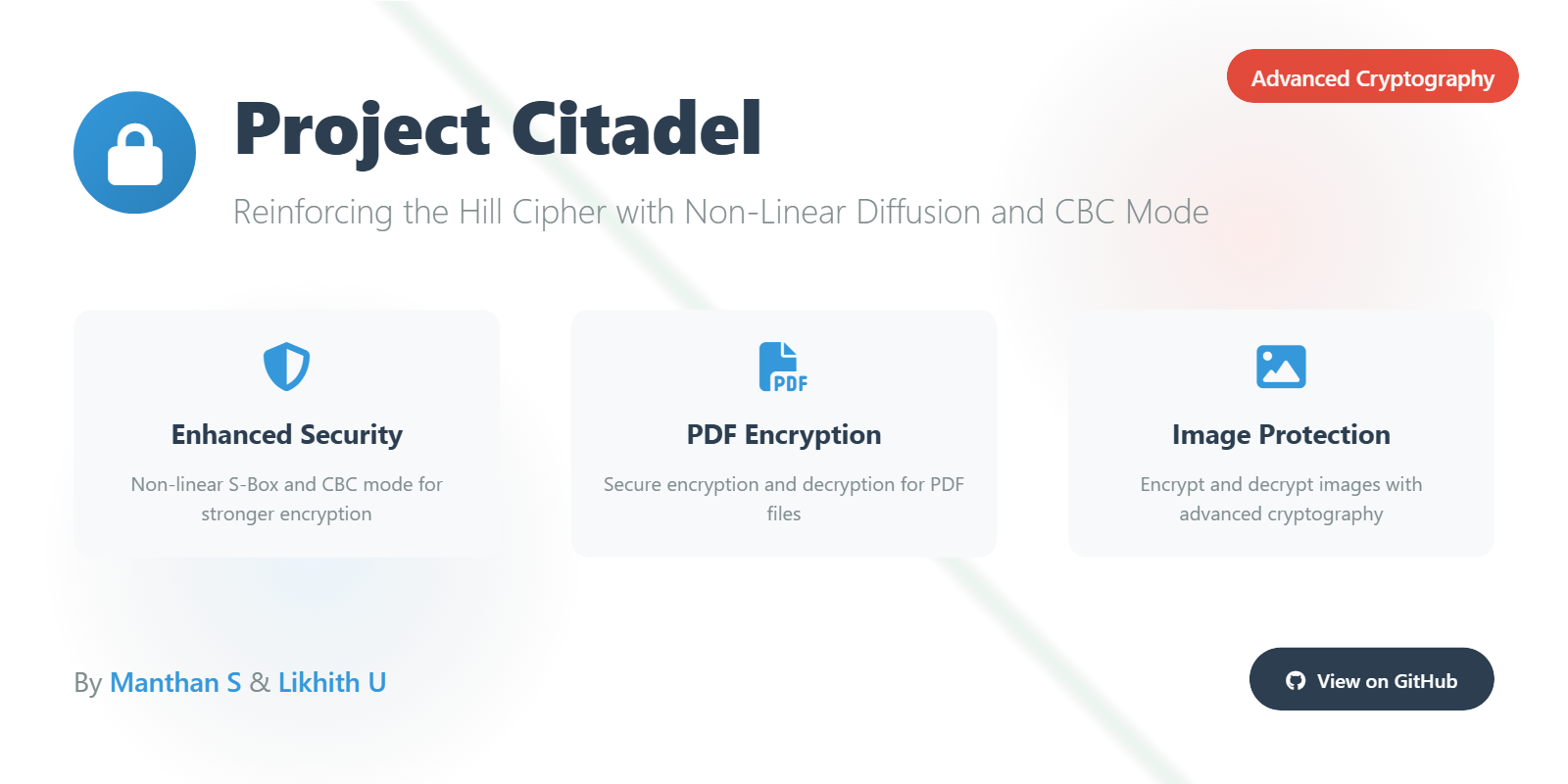 GitHub - manthans2004/Project-Citadel: A modernized enhancement of the Hill Cipher incorporating ...