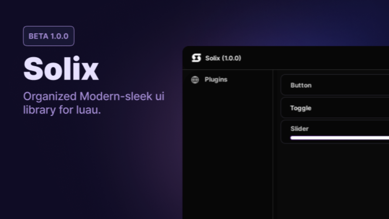 GitHub - 0bl1v/Solix: Modern, smooth UI library for Roblox with beautiful animations and ...