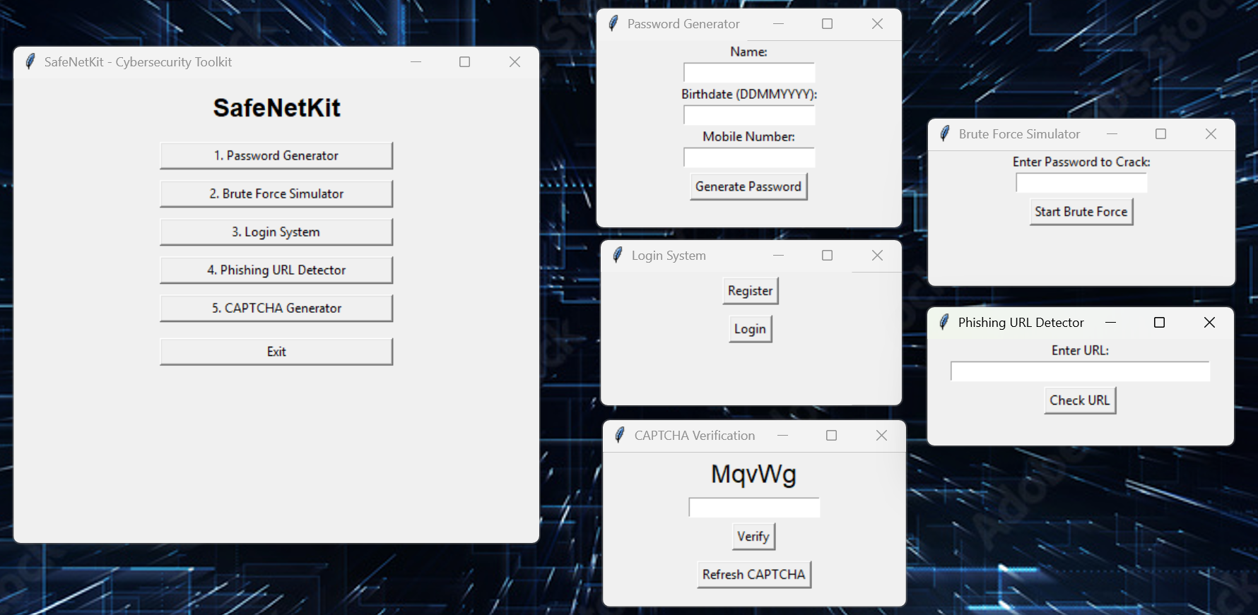 GitHub - ruturajdesai2005/SafeNetKit_mini: SafeNetKit is a Python-based cybersecurity toolkit ...