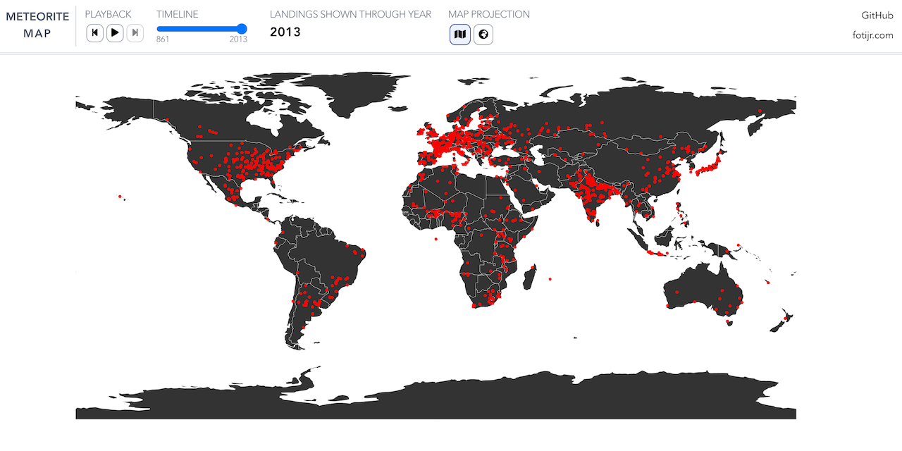 GitHub - fotijr/meteorite-map: Building a map of meteorite strikes to ...