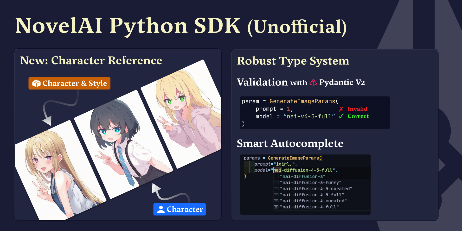 GitHub - caru-ini/novelai-sdk: NovelAI API Python SDK with full type hints and strong Pydantic ...