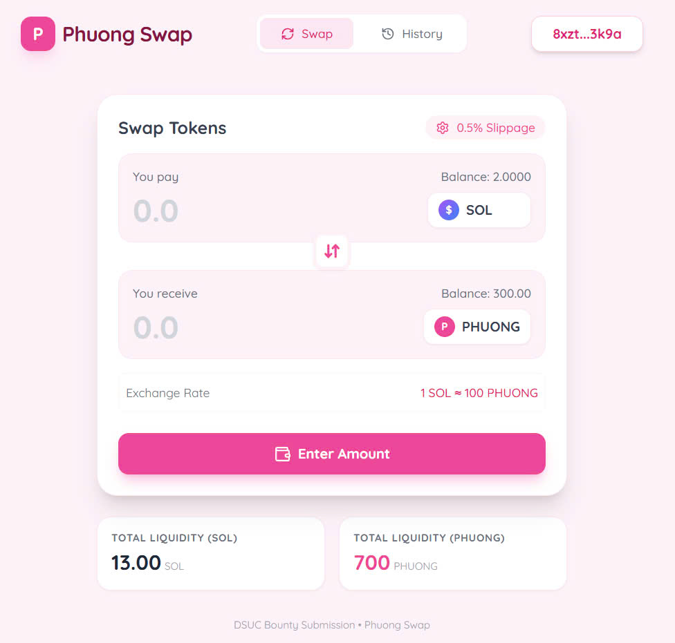 GitHub - PHUOBG/fuong_swap: Bounty Submission: Token Swap (DSUC) · GitHub