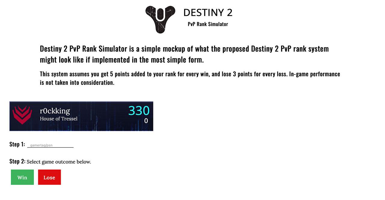 GitHub - aschnitkey/D2rank: Mockup of how Destiny 2's ranked PvP system ...