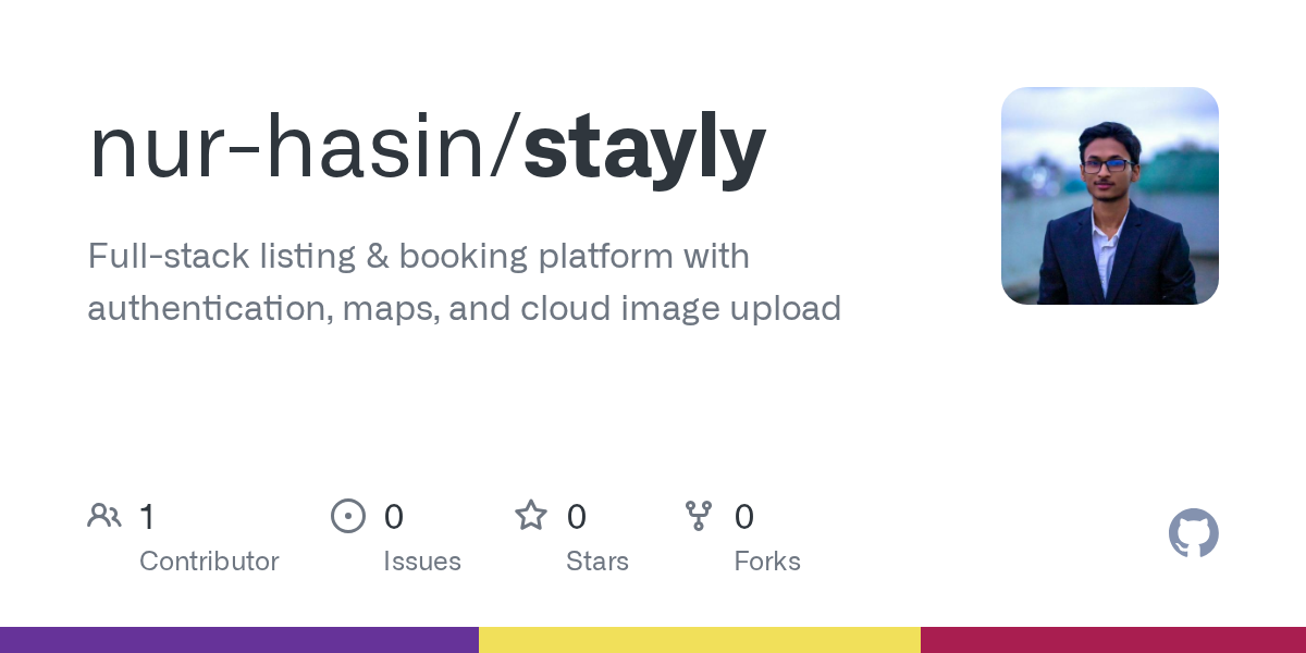 GitHub - nur-hasin/stayly: Full-stack listing & booking platform with ...