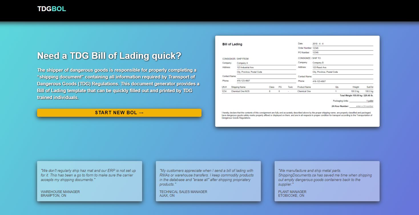 GitHub - fstepien/ShippingDocuments.ca: React Project - Bill of Lading Generator based on ...