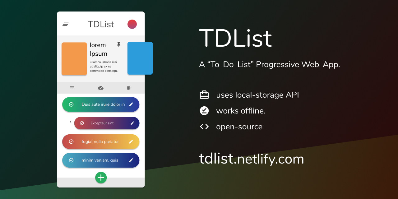 GitHub - vishalx360/TDList: TDList is a 'To Do List" is a Progressive ...