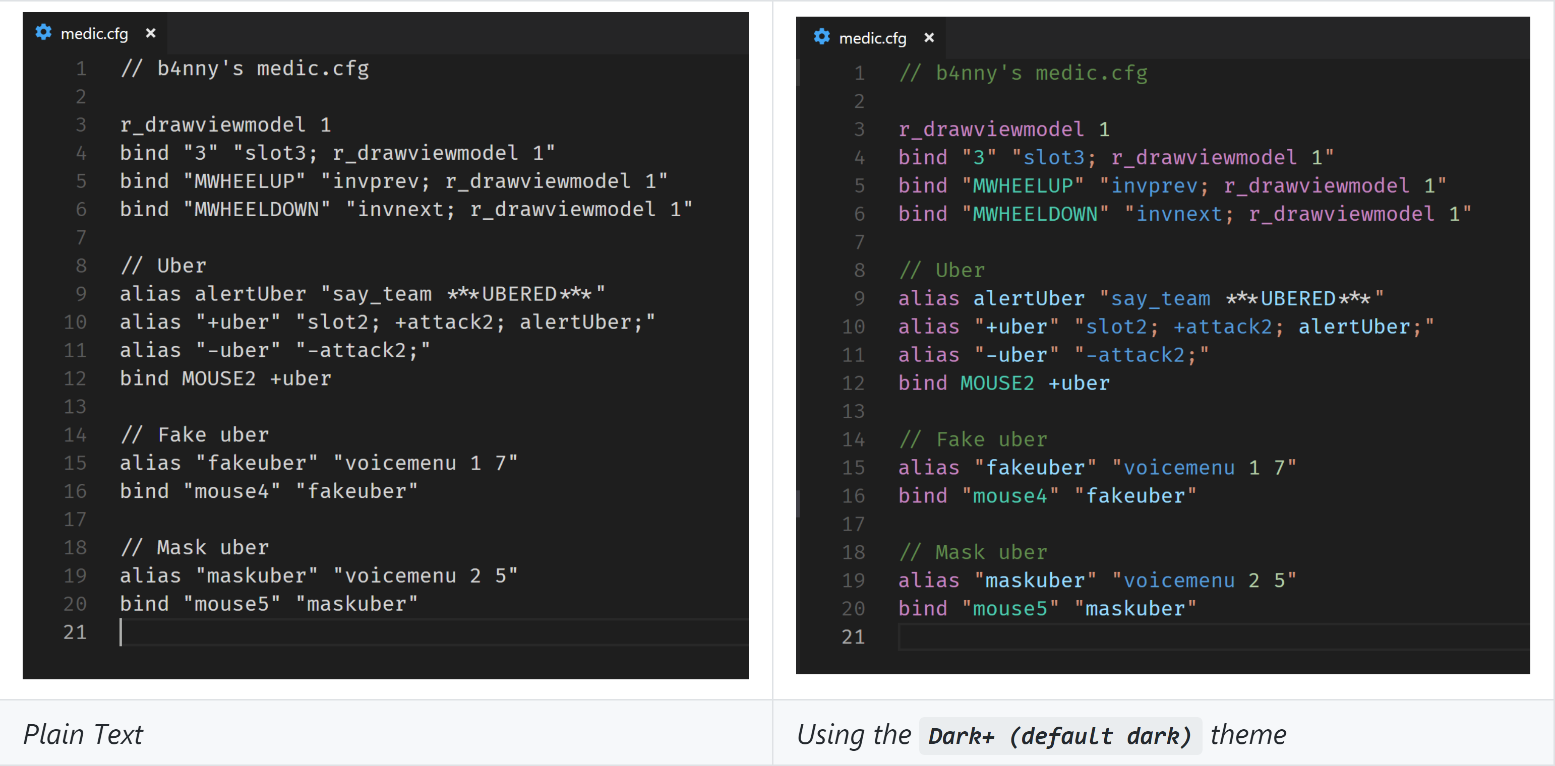 GitHub - rufio-tf2/language-tf2-cfg: VS Code Syntax Highlighting for TF2's cfg files