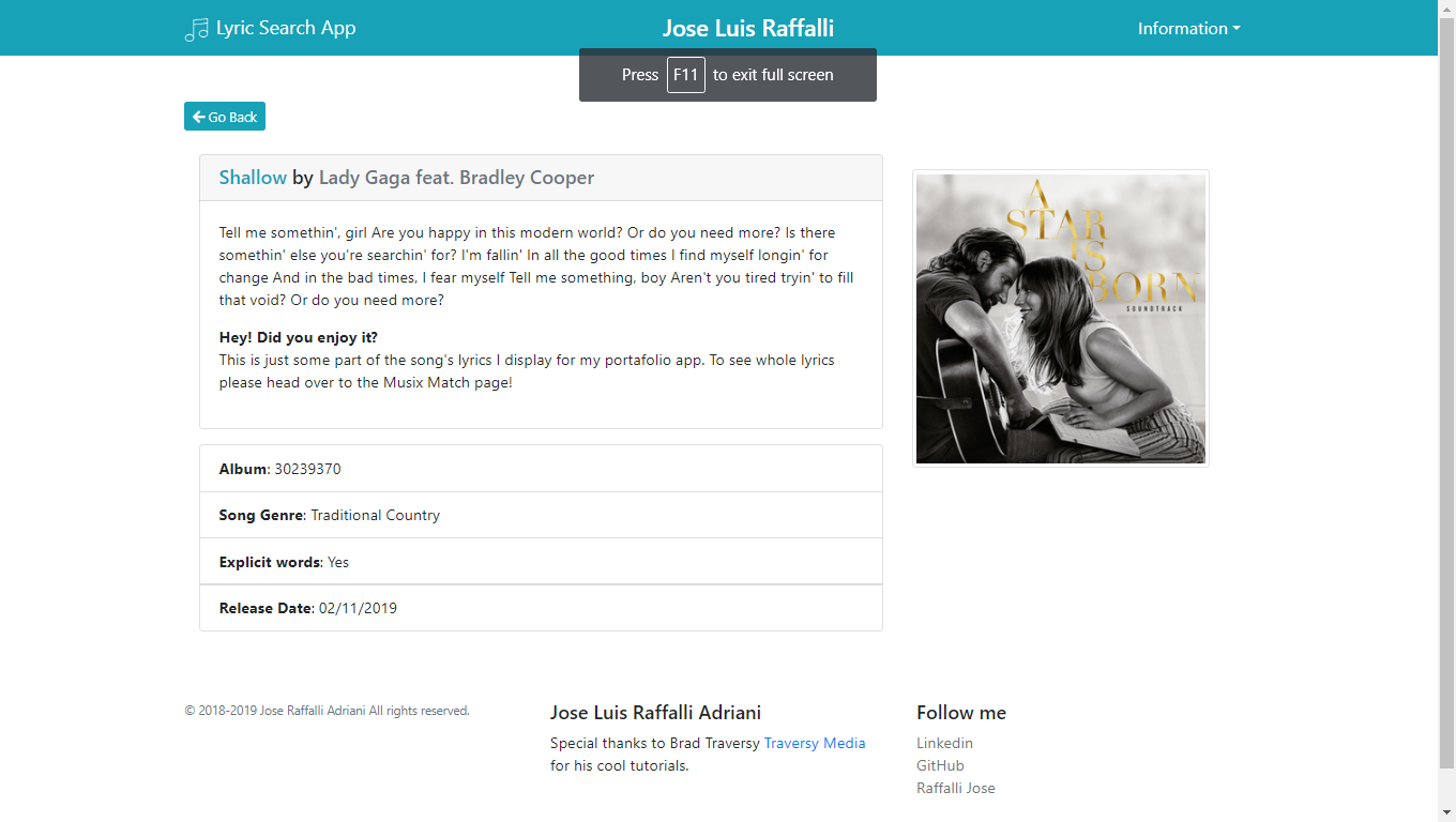GitHub - JotaRaffalli/React-Lyric-Finder: Personal React app to search song lyrics 📑 using ...