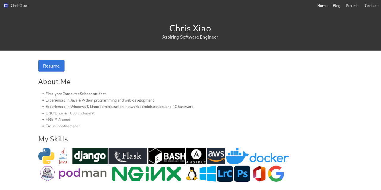 GitHub - chrisx8/simple-personal-site: A fast and simple Django-based ...