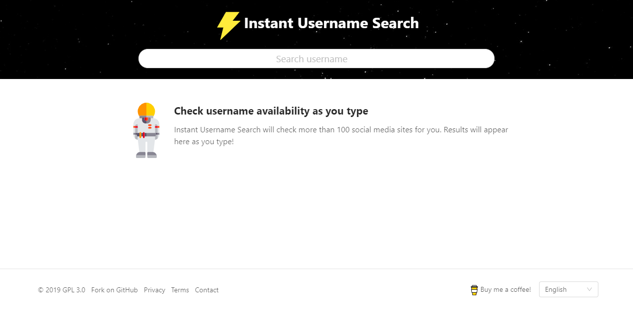 GitHub Instantusername instant username search Instantly Search 