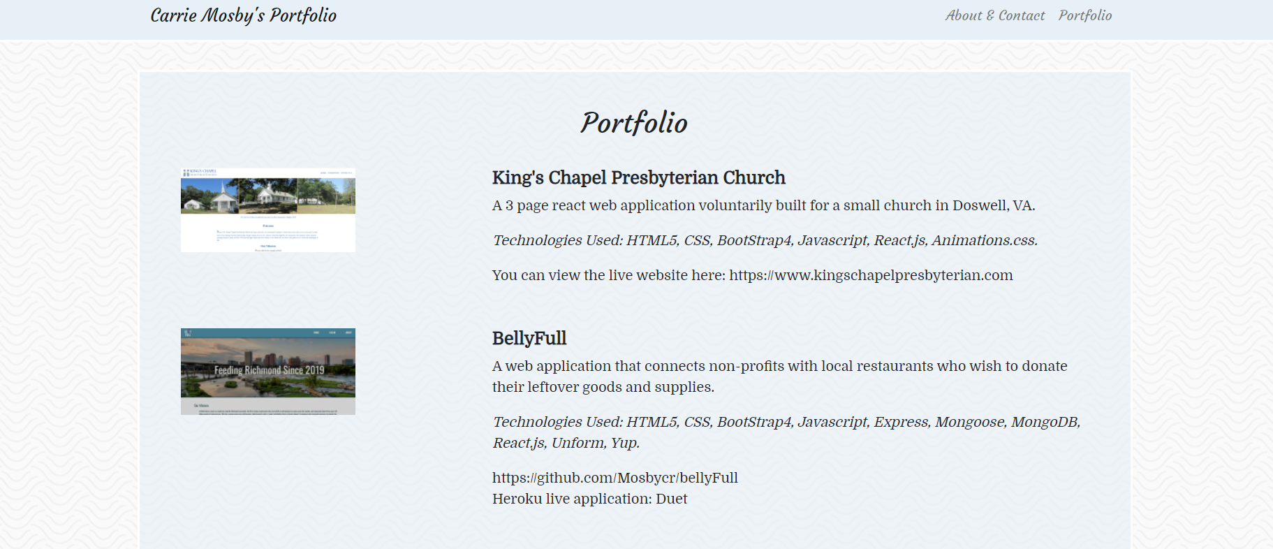 GitHub - Mosbycr/Carrie-Mosby-Portfolio: Portfolio using HTML, Bootstrap CSS