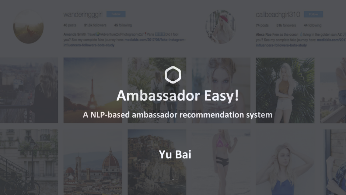 GitHub - helloyubai/Ambassador-recommendation-system: This is an Insight project which is called ...