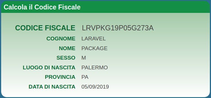 GitHub - robertogallea/laravel-codicefiscale: Codice fiscale validation ...