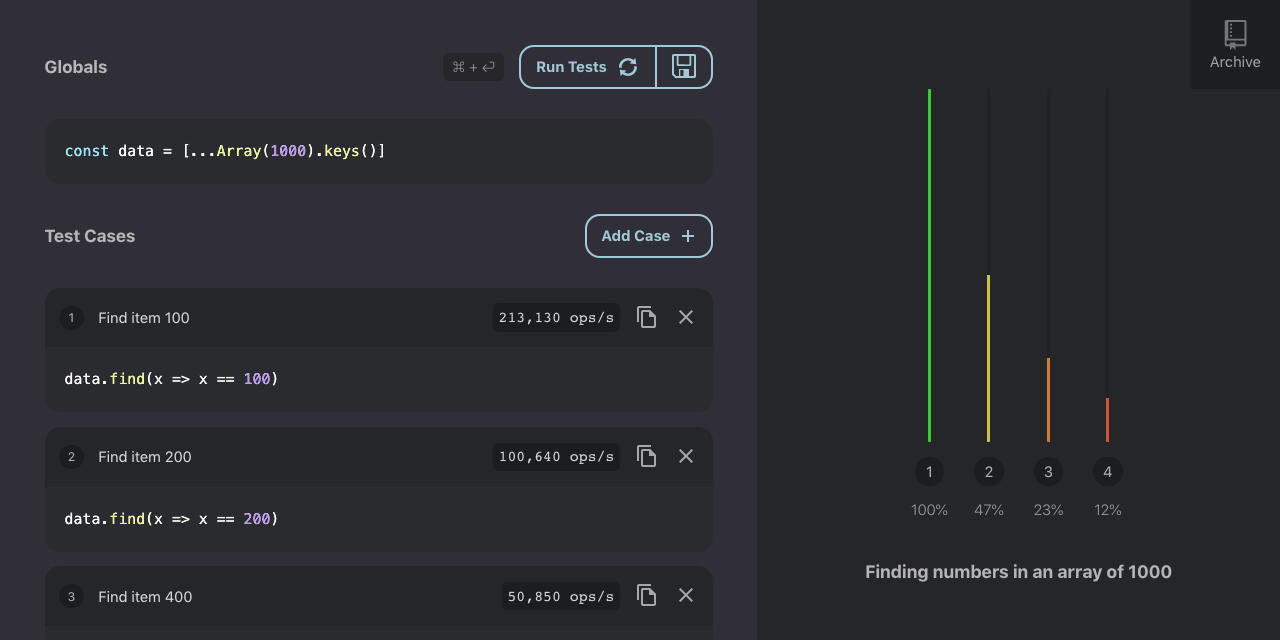 GitHub - lukejacksonn/perflink: Low friction JavaScript benchmarks that you can share via URL