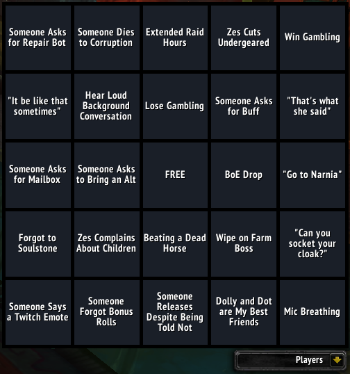 GitHub - caleworkman/RaidBingo: A multiplayer bingo game addon for ...