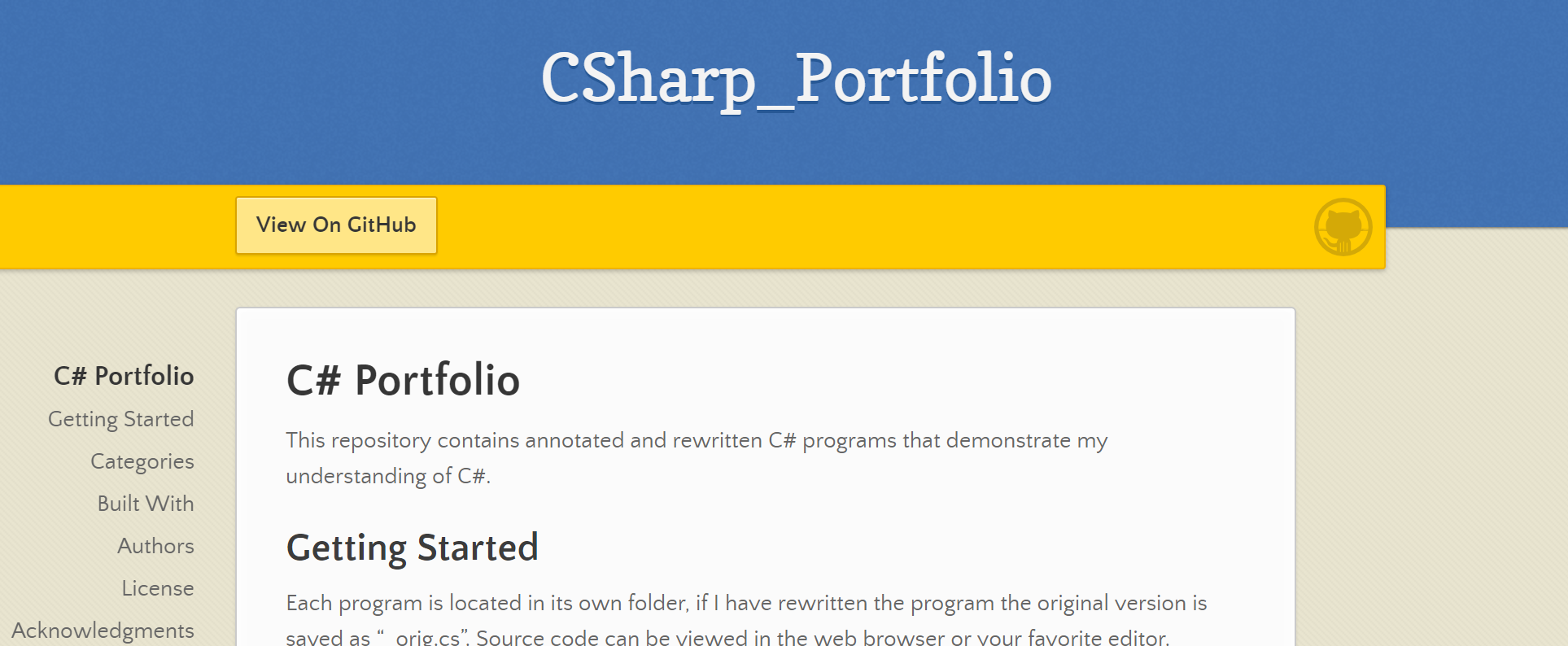 GitHub - JamesHiegel/CSharp_Portfolio