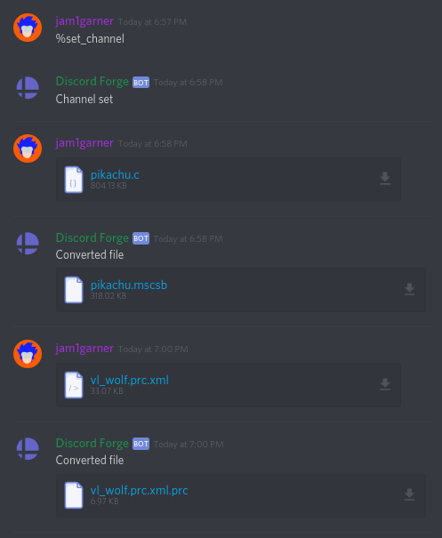 GitHub - jam1garner/discord-forge: Discord bot for converting to and from Smash Ultimate's formats