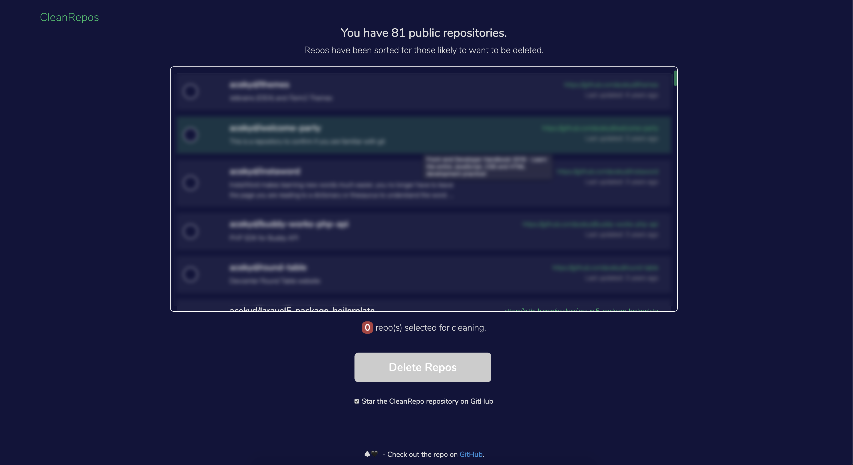 GitHub - acekyd/clean-repos: An utility tool to help clear out multiple ...