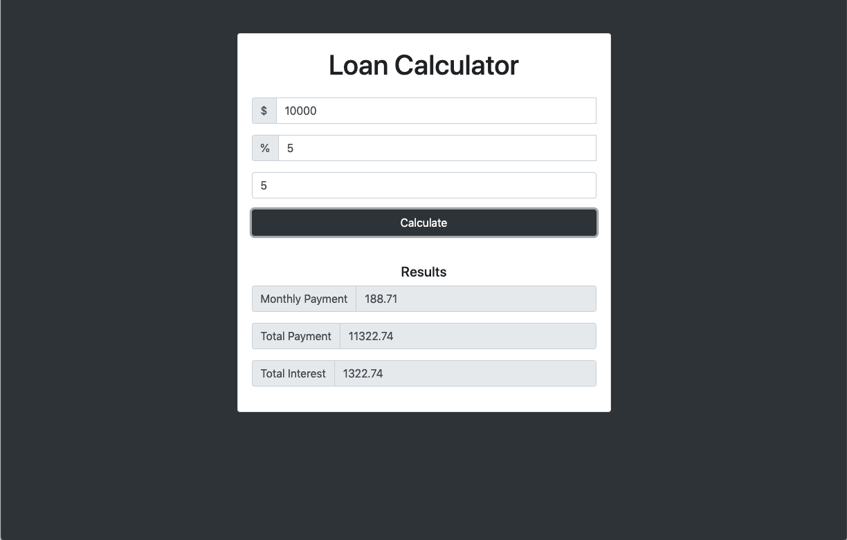 GitHub - CBStanley12/js-loan-calculator: A loan calculator built with ...
