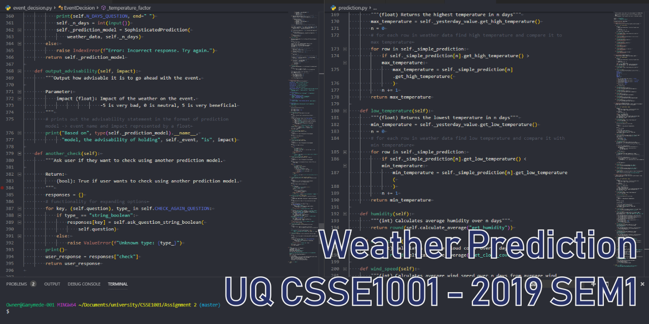 GitHub - MajorRedux/weather_prediction_uq_csse1001_sem1: weather prediction in python