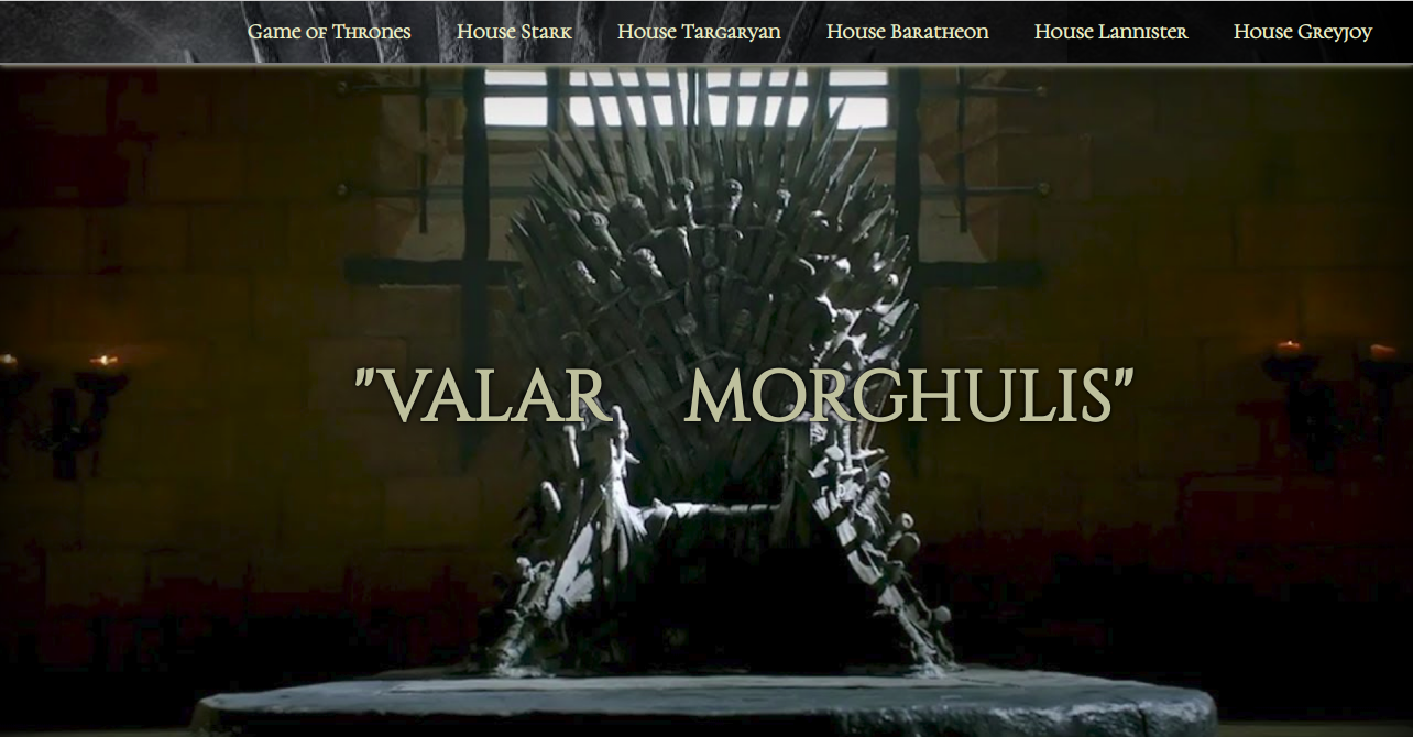 GitHub - dabergotzDesign/valar-morghulis: Game of Thrones Fan page, the biggest houses have ...
