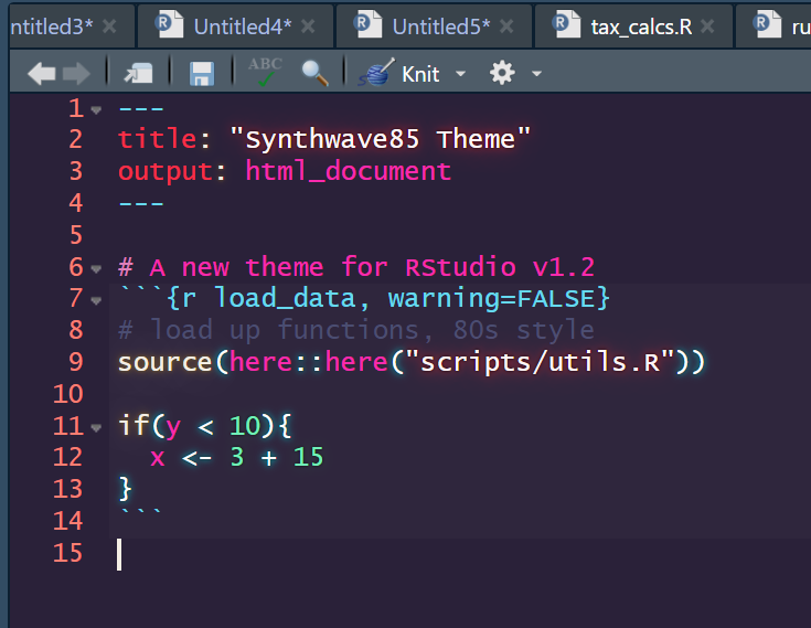GitHub - jnolis/synthwave85: A 80s style theme for RStudio v1.2+