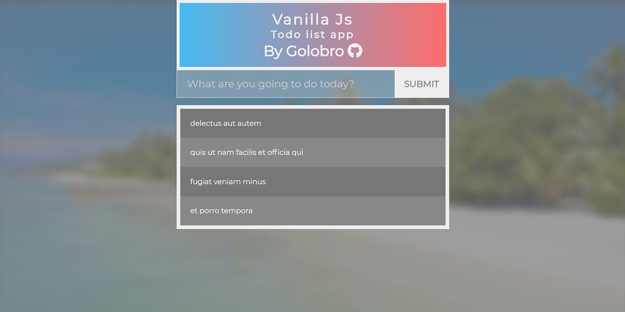 GitHub - Golobro/basic-todolist: Vanilla Js Basic Todo List Crud App GitHub - Golobro/basic-todolist: Vanilla Js Basic Todo List Crud App