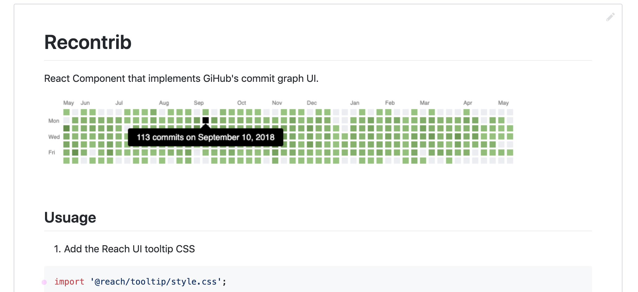 GitHub - pantharshit00/recontrib: React Component that implements GitHub's commit chart.