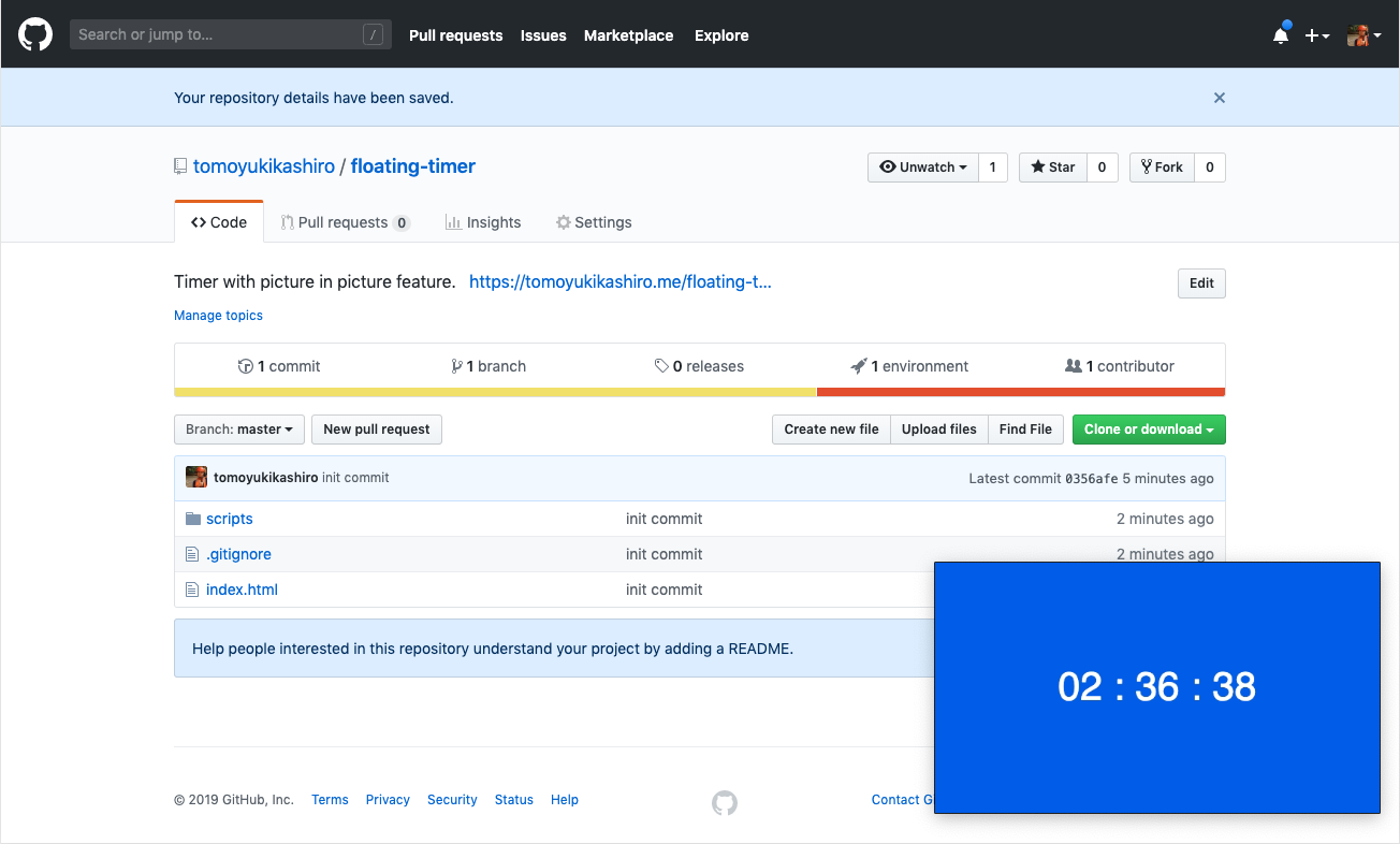 GitHub - t-jindai/floating-timer: Timer with picture in picture feature.
