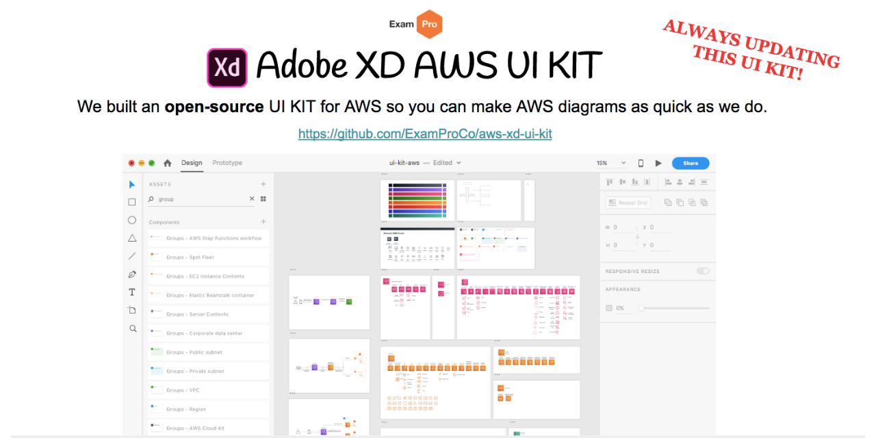 GitHub - ExamProCo/aws-xd-ui-kit: This is a Adobe XD UI Kit for creating AWS architectural diagrams.