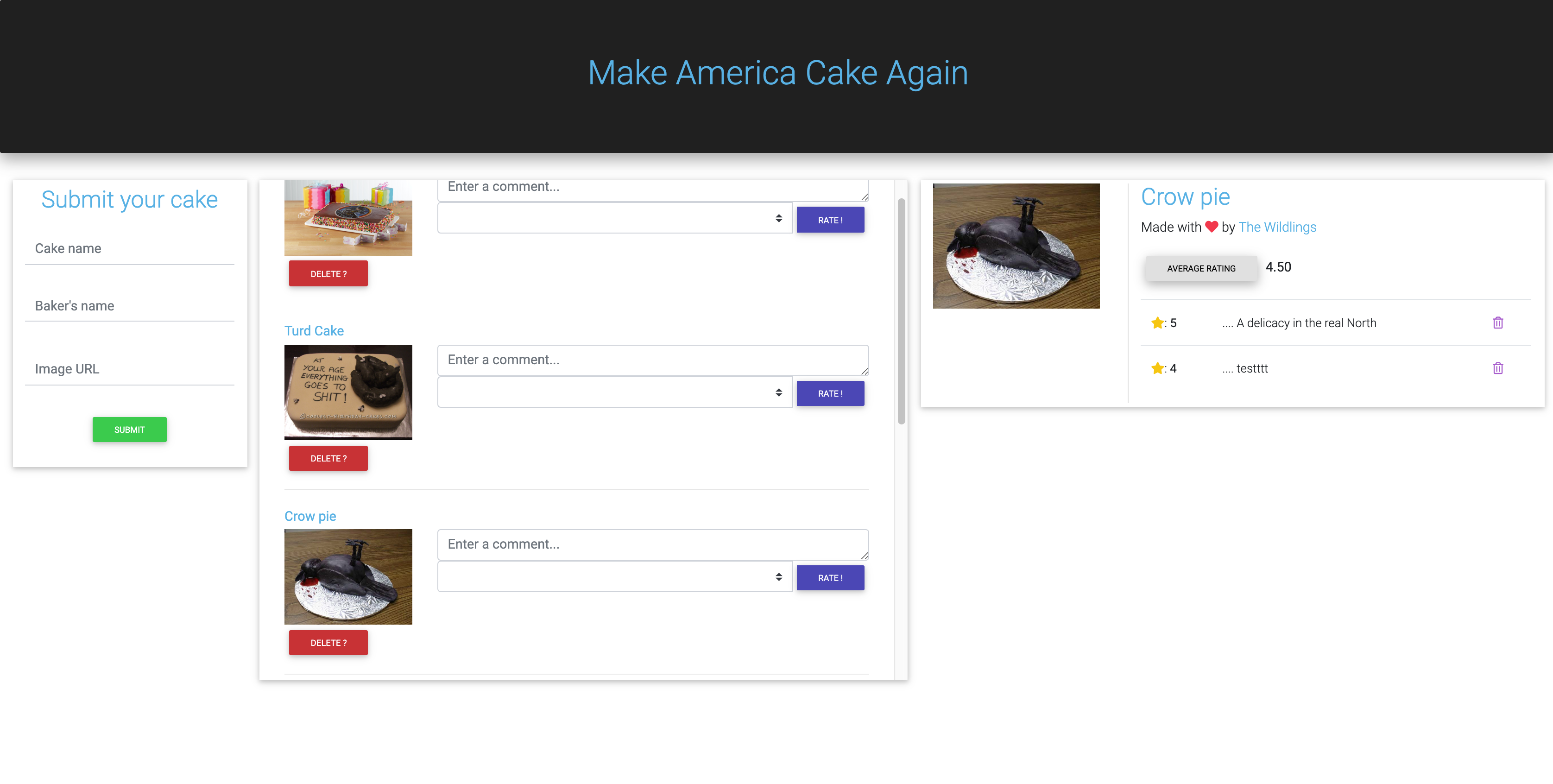 Github Anubegins Rate My Cakes Mean Stack Assignment Featuring Full