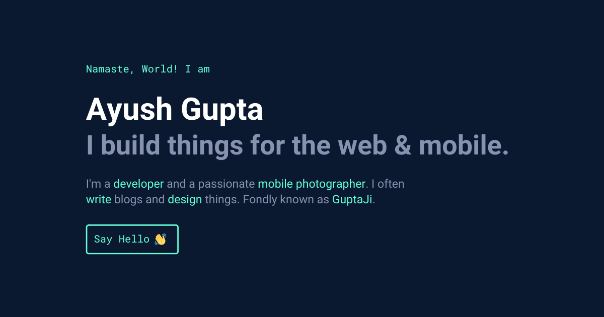 GitHub - gupta-ji6/ayushgupta.tech: Portfolio and Blog of Ayush Gupta