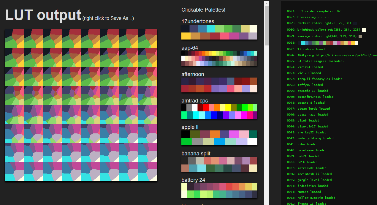 GitHub - langel/pxl2lut: Pixel Palette to LUT Converter