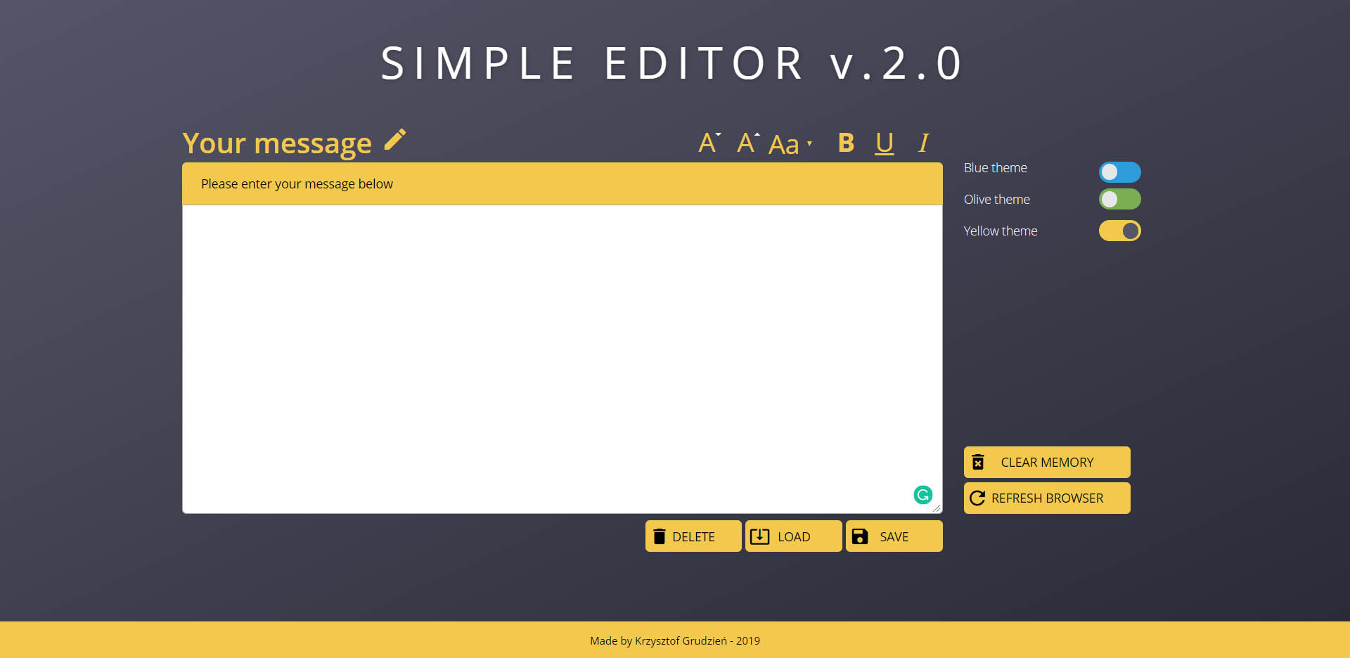 GitHub - KrzysztofGrudzien/simple-editor: Very simple editor of ...
