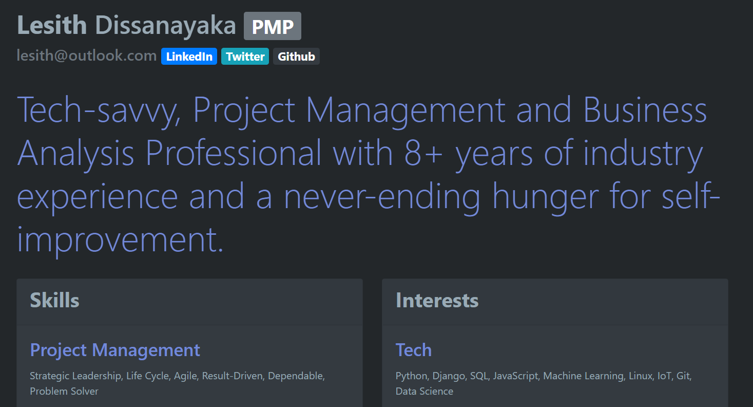 GitHub - lesith/PersonalProfilePage: A Personal Profile Page written ...