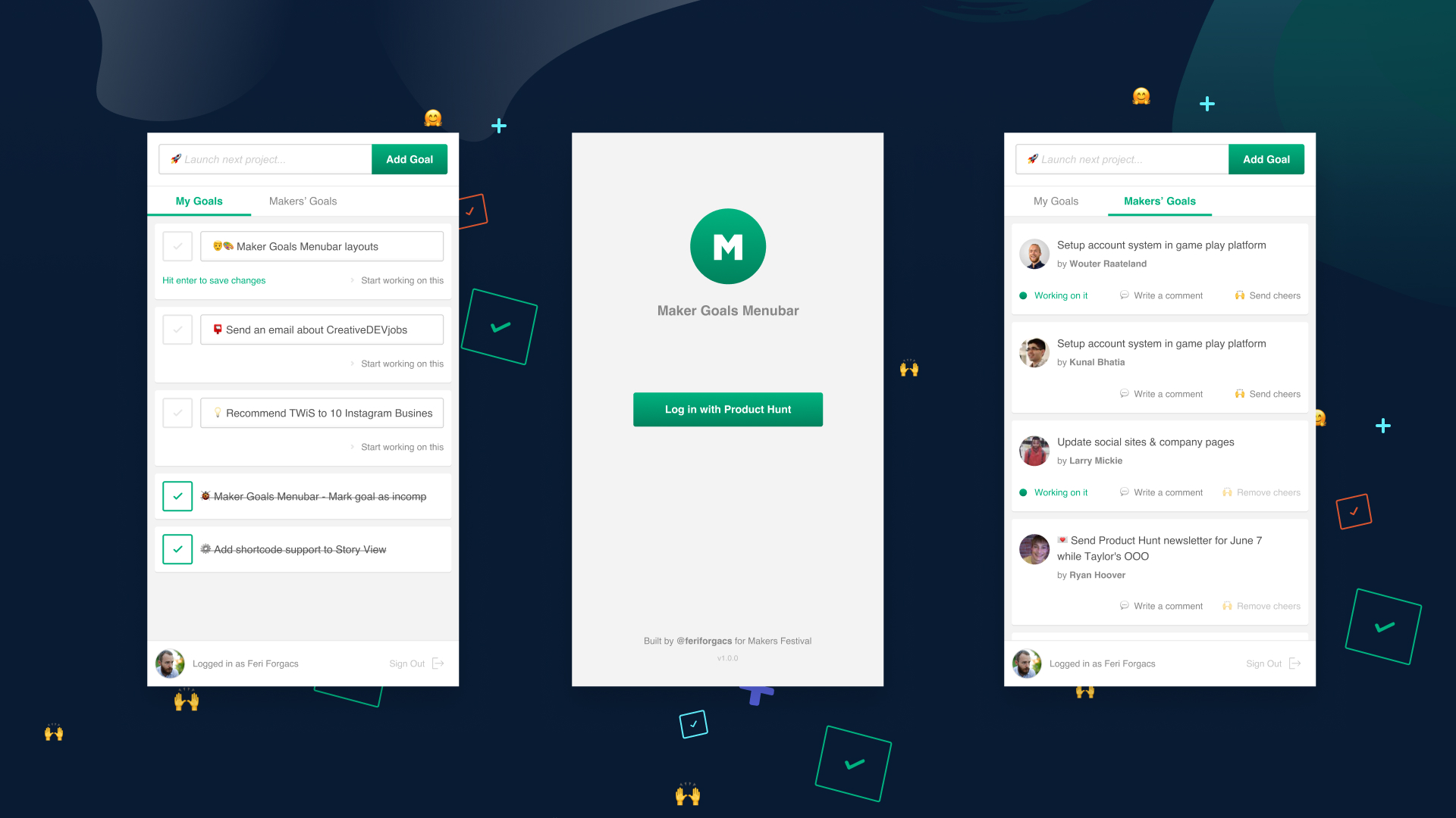 GitHub - feriforgacs/producthunt-maker-goals-menubar: With the help of ...