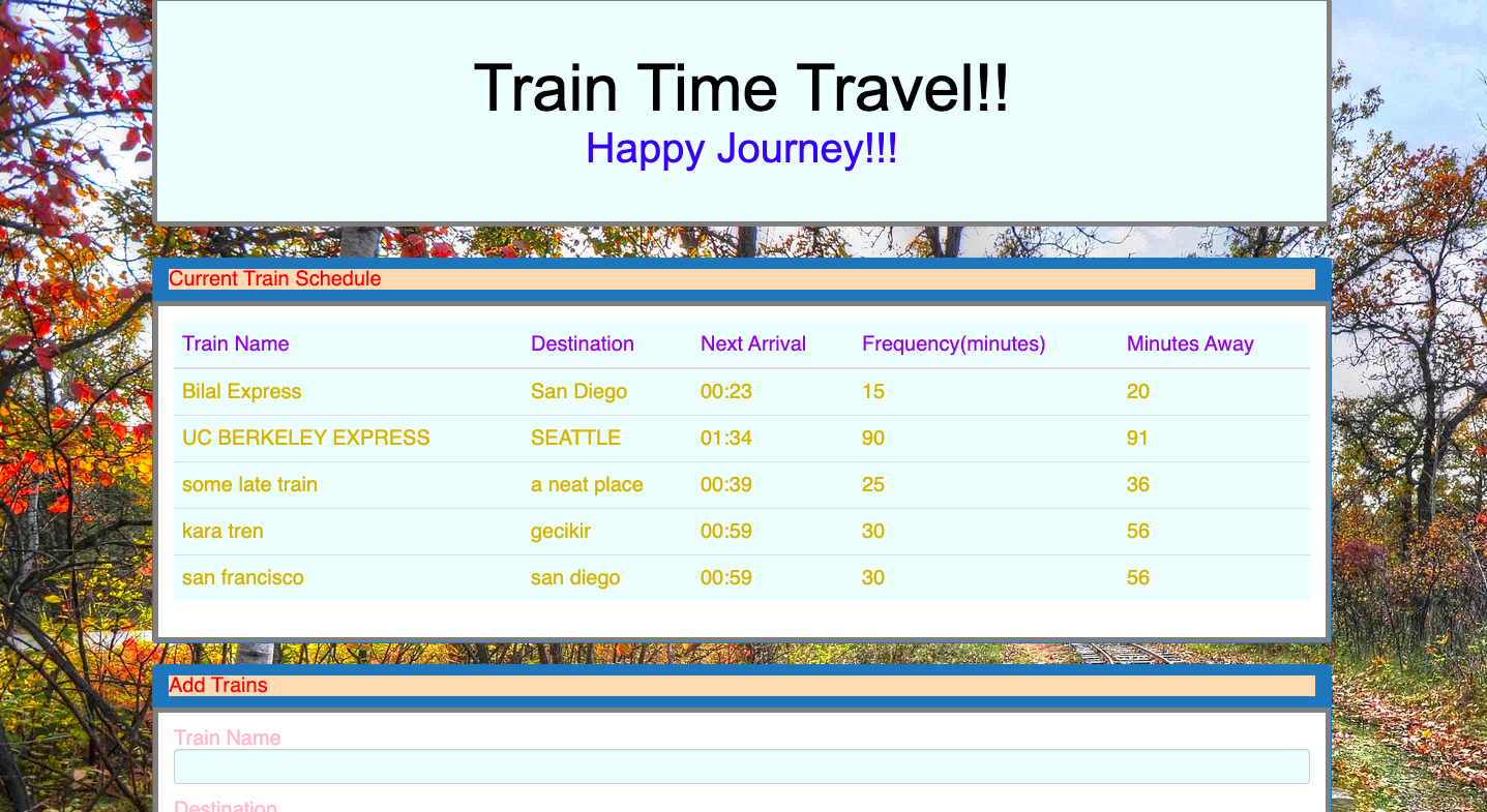 GitHub - bilalsarimeseli/Train-Schedule-Firebase: A train schedule ...