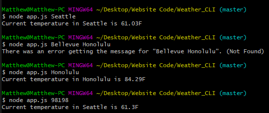 GitHub - mattoattacko/Weather_CLI: Creating a command line application that uses the ...